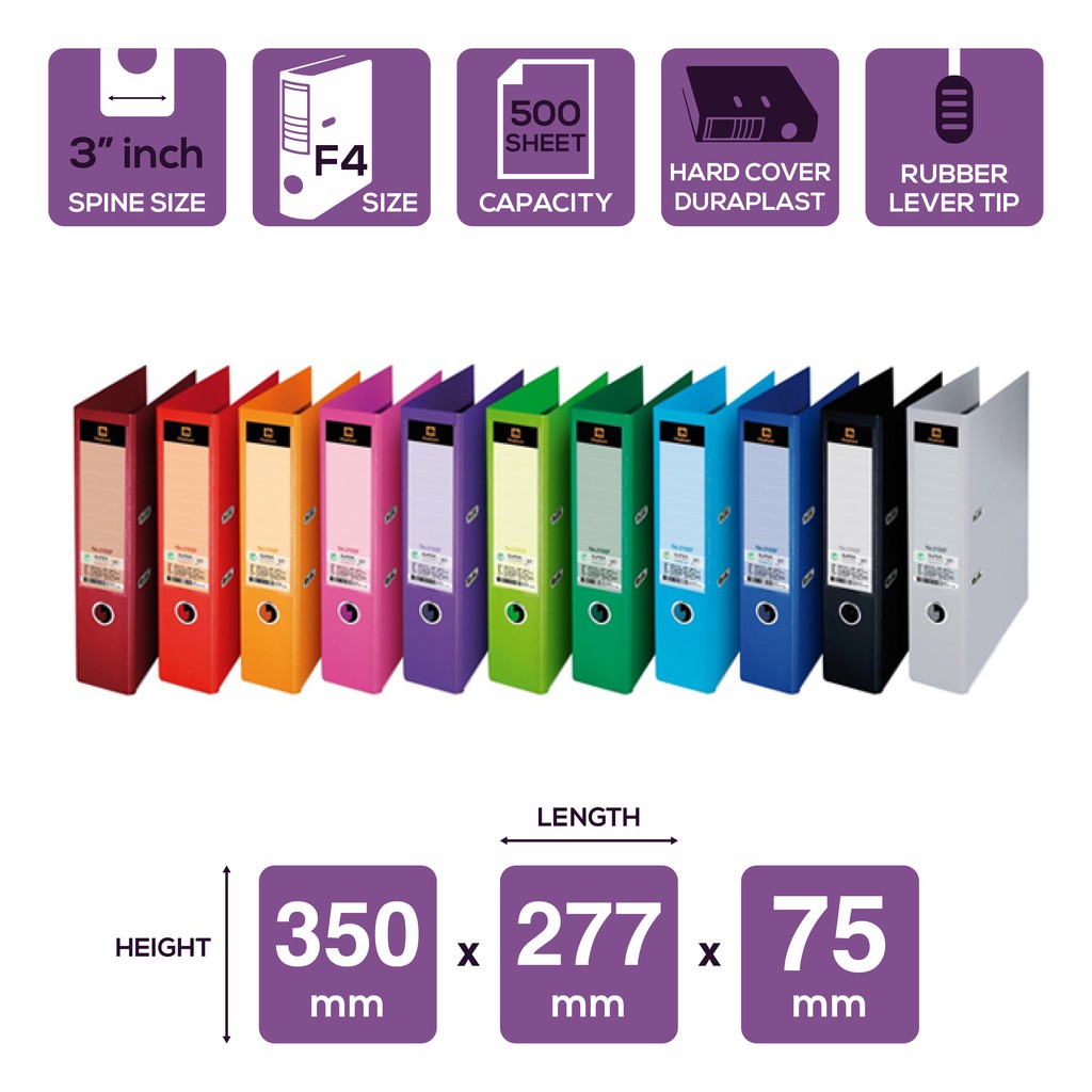 LTH Elephant 2100F Lever Arch File 3" Inch F4 Size 500 Sheet Capacity ...