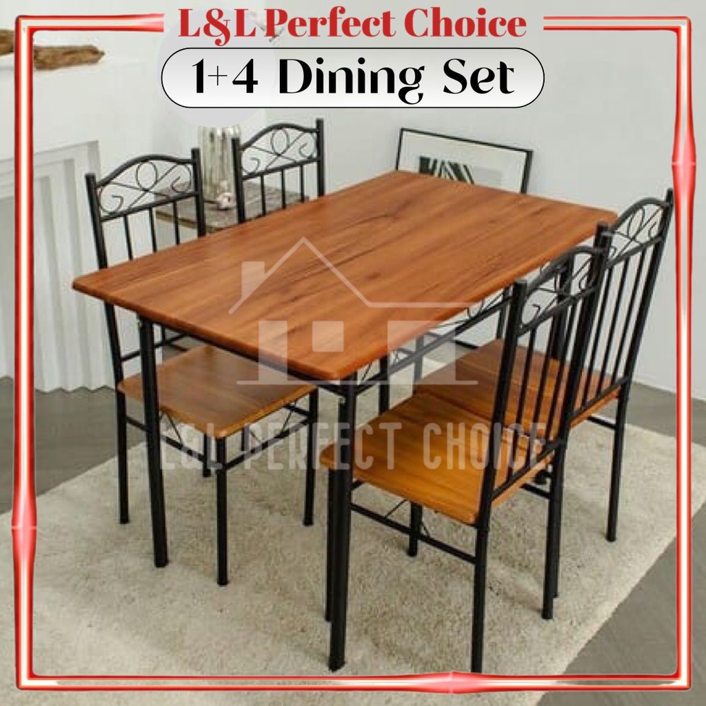 Dining Table Set with 4 Chairs Home Living / Meja makan / 4 Kerusi ...