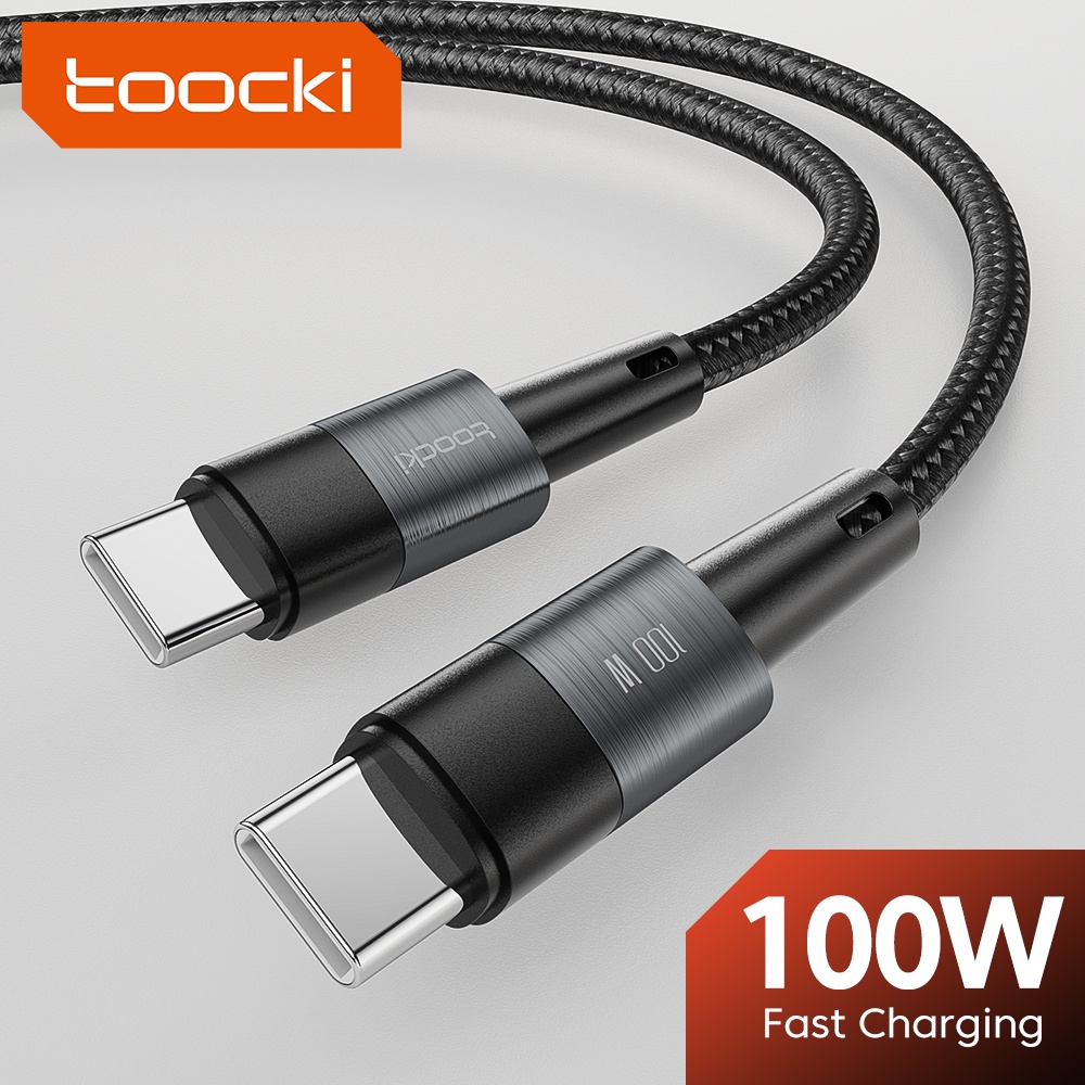 Kabel Jenis C ke Jenis C, Toocki, 100W, Kord Pengecas Cepat PD, Sesuai ...