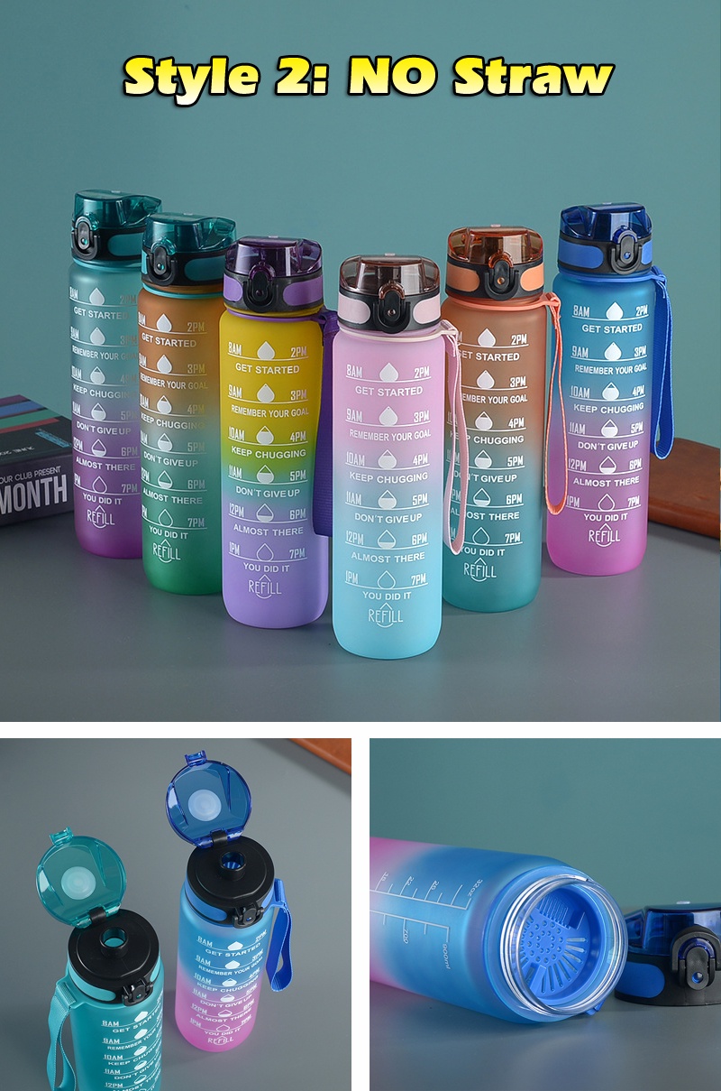 1000ml Ins Water Bottle with Straw Botol Air Viral BPA Free,Cute Children Kids Sports 1L Water ...