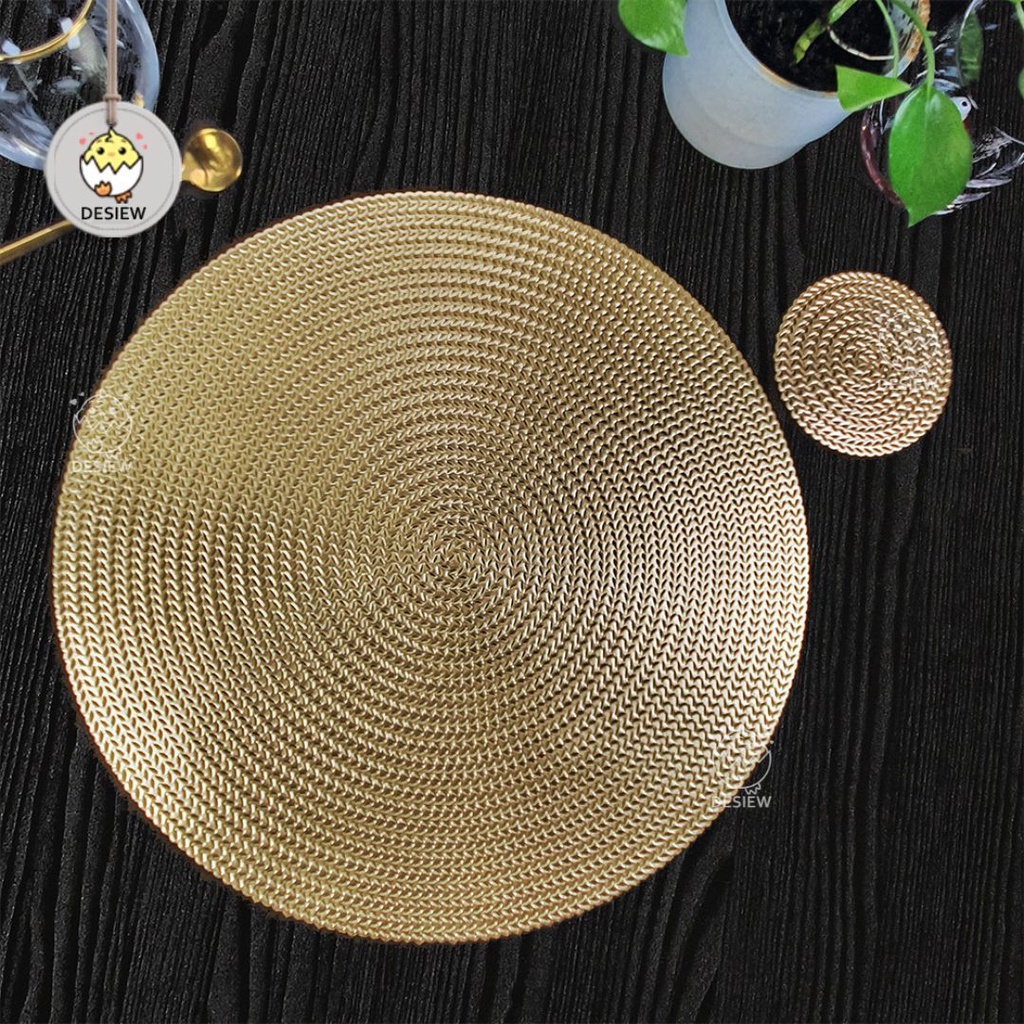 Alas Pinggan + Alas Cawan Set Europian Rose Flower PVC Placemat Table ...