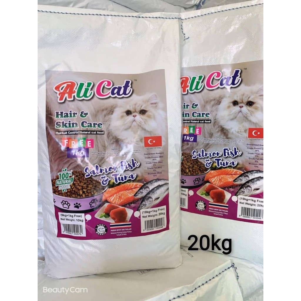 Makanan kucing murah 20kg Ali cat Hair & skin care cat food 20kg ...