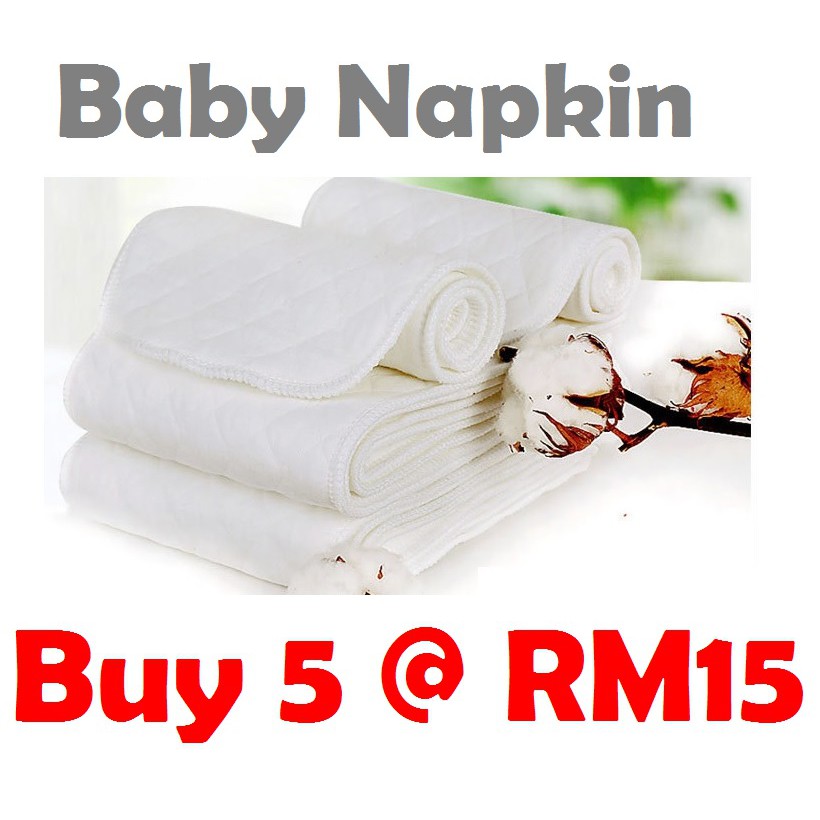 *Set of 5pcs * Baby Cotton Diapers Napkin Inserts Napkins 免折尿布 | Shopee ...