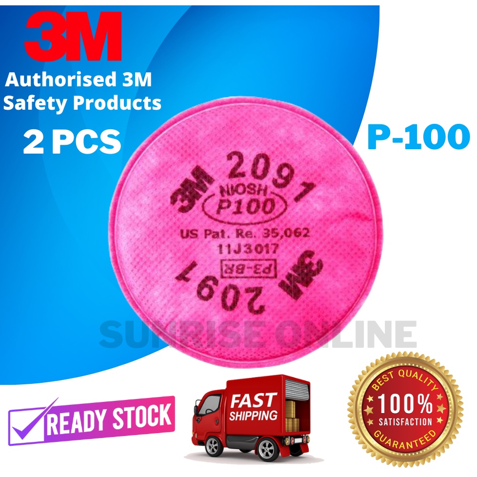 [ORIGINAL] 3M 2091 P100 Particulate Filter[2Pcs in 1 Pack] NIOSH P100 ...