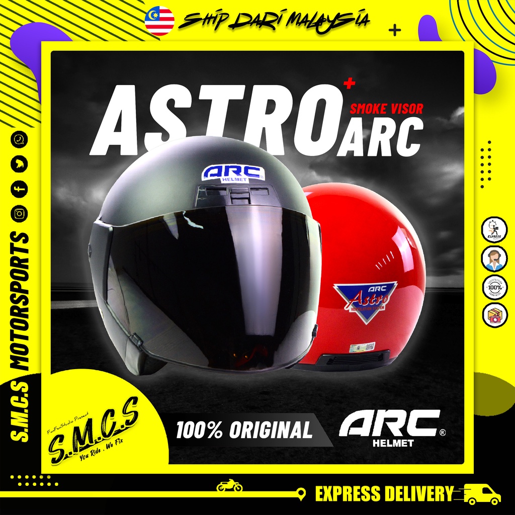 ARC Helmet Astro Black Visor With Rubber Feet [12 Colour] (100%Original ...