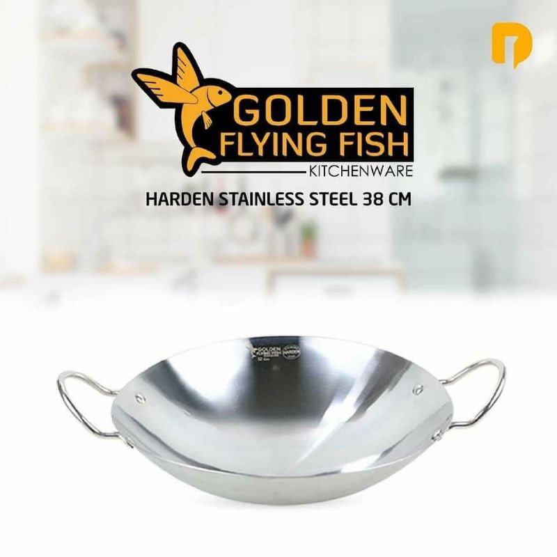 Golden Flying Fish Harden Wok Pan SNI Stainless Steel Non-Stick Pan ...