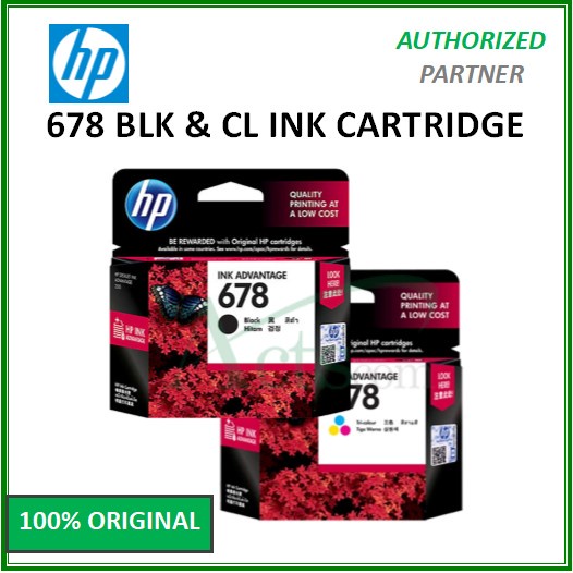 HP 678 Black Ink Cartridge (CZ107AA) & HP 678 Tri-color Ink Cartridge ...