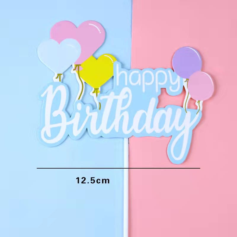 [WAWA] Ballon rainbow happy birthday cake decoration topper ...