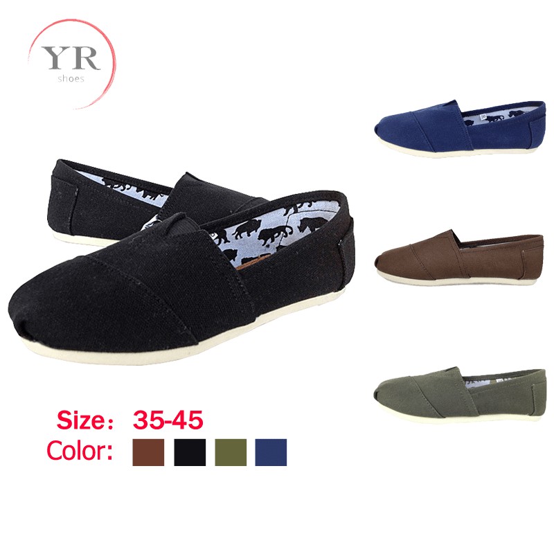 Toms Thomas Shoes Canvas Shoes Pure Color Flat Casual Couple kasut ...
