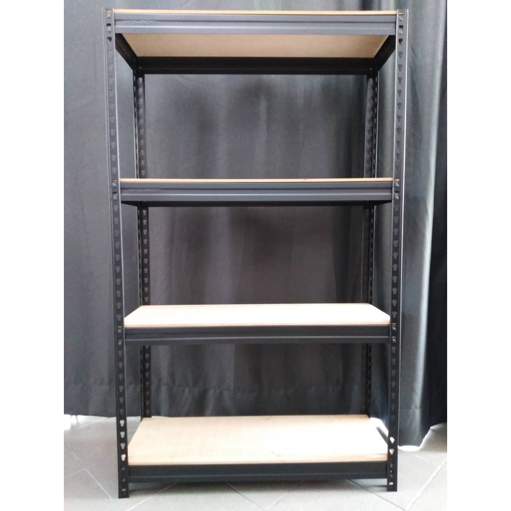 Heavy Duty Boltless Rack - 4 Levels - Black Series | Shopee Malaysia