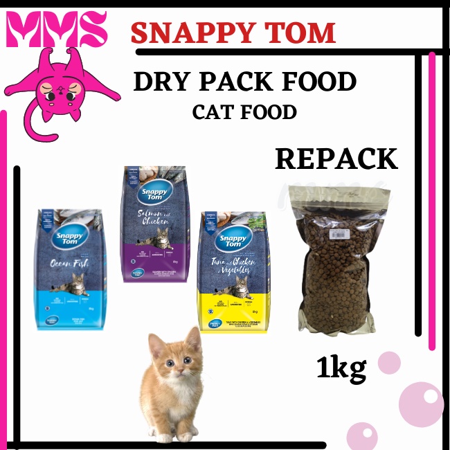 Snappy Tom Dry Cat Food (Repack 1kg) Adult Cat # Makanan Kucing 1kg ...