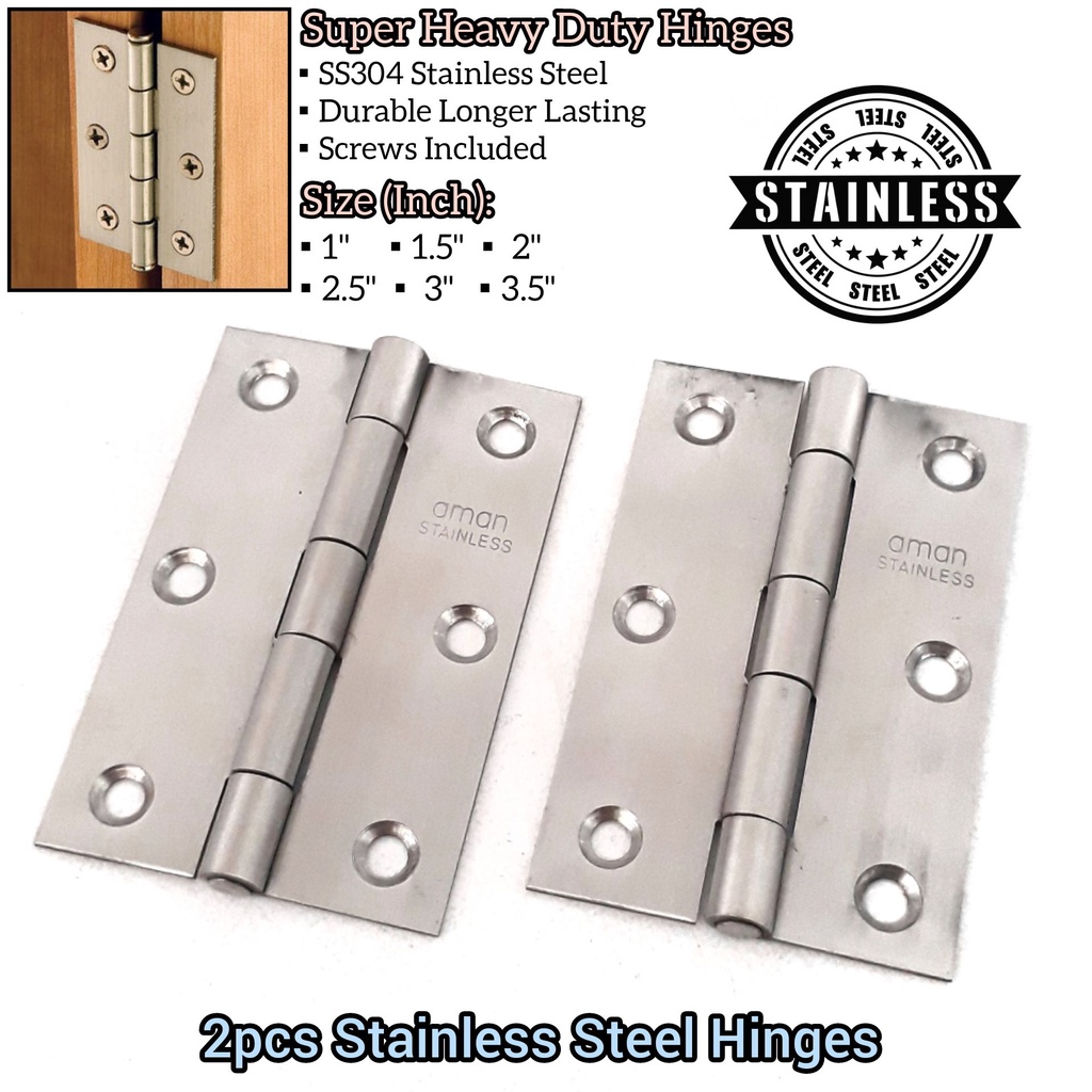 2pcs Mini Super Heavy Duty Thick SS304 Stainless Steel Butt Hinges ...