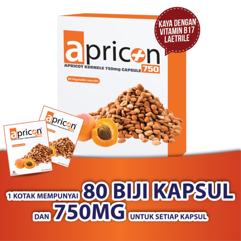 🌟HALAL 🌟Apricot Seed Apricon 750 / Apricon Biji Aprikot 1kotak 80kapsul ...