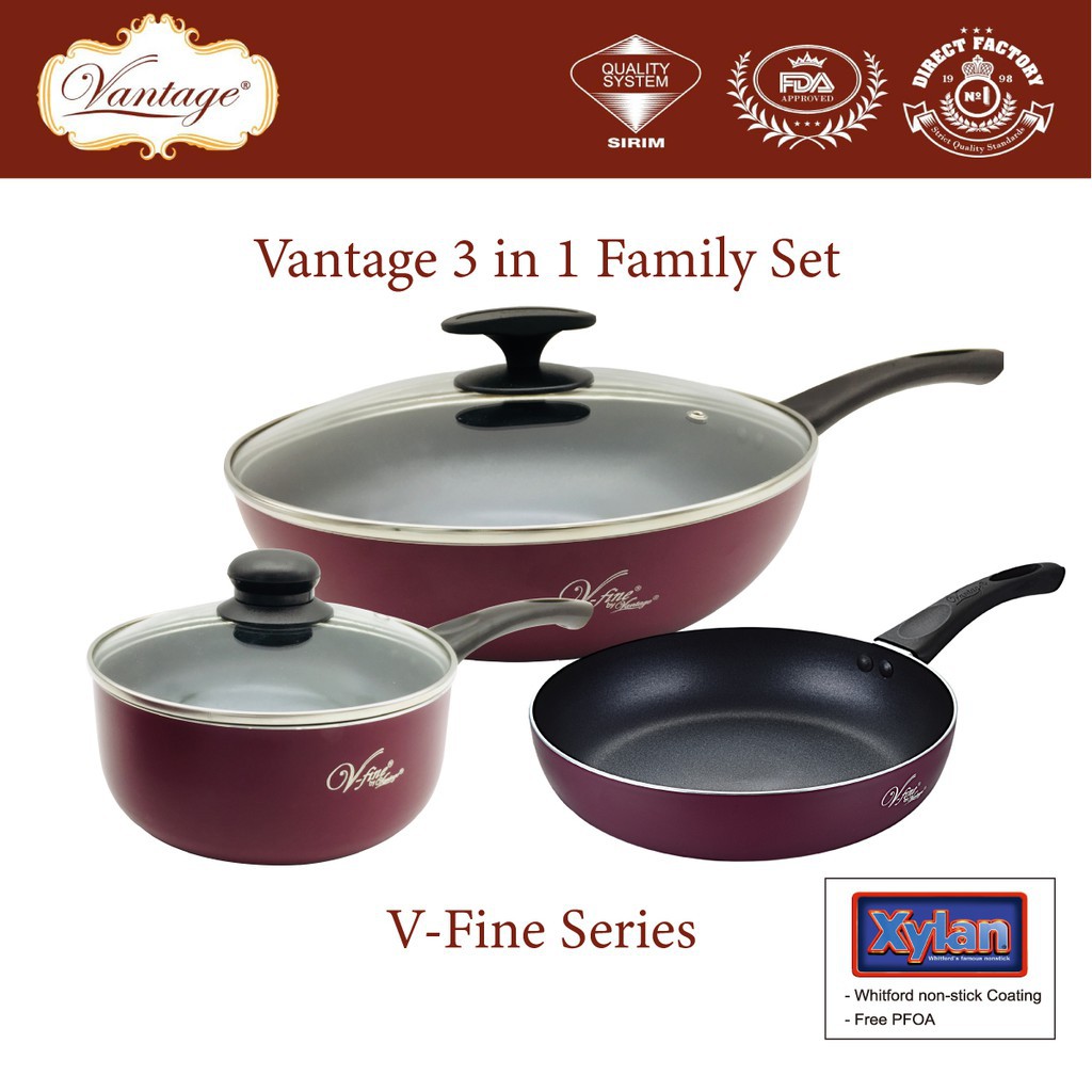 non stick pan Vantage V-Fine Non-stick Wok (30cm) + Milk Pot (18cm ...