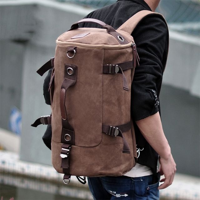 Backpack male Korean version canvas British men's backpack tide student ...