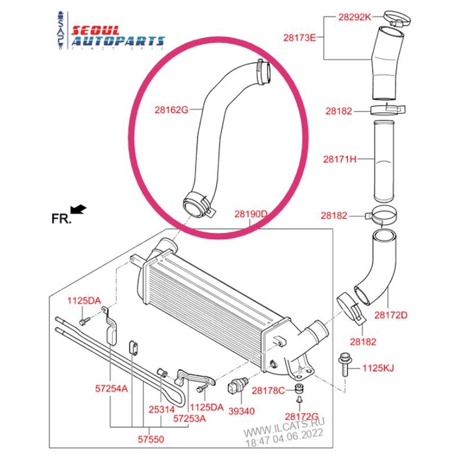 INTERCOOLER HOSE Assy = Starex A2 (2012-2021) #281604A701 #281714A700 ...