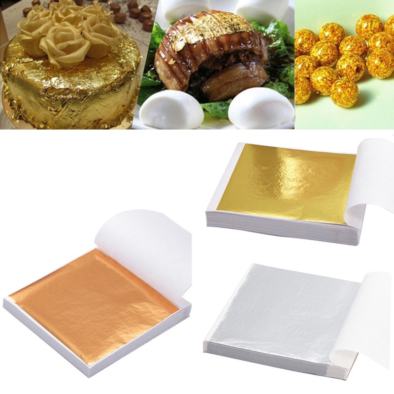 100Pcs Gold Foil Edible Gold Leaf Sheets For DIY Cake Decoration Arts ...