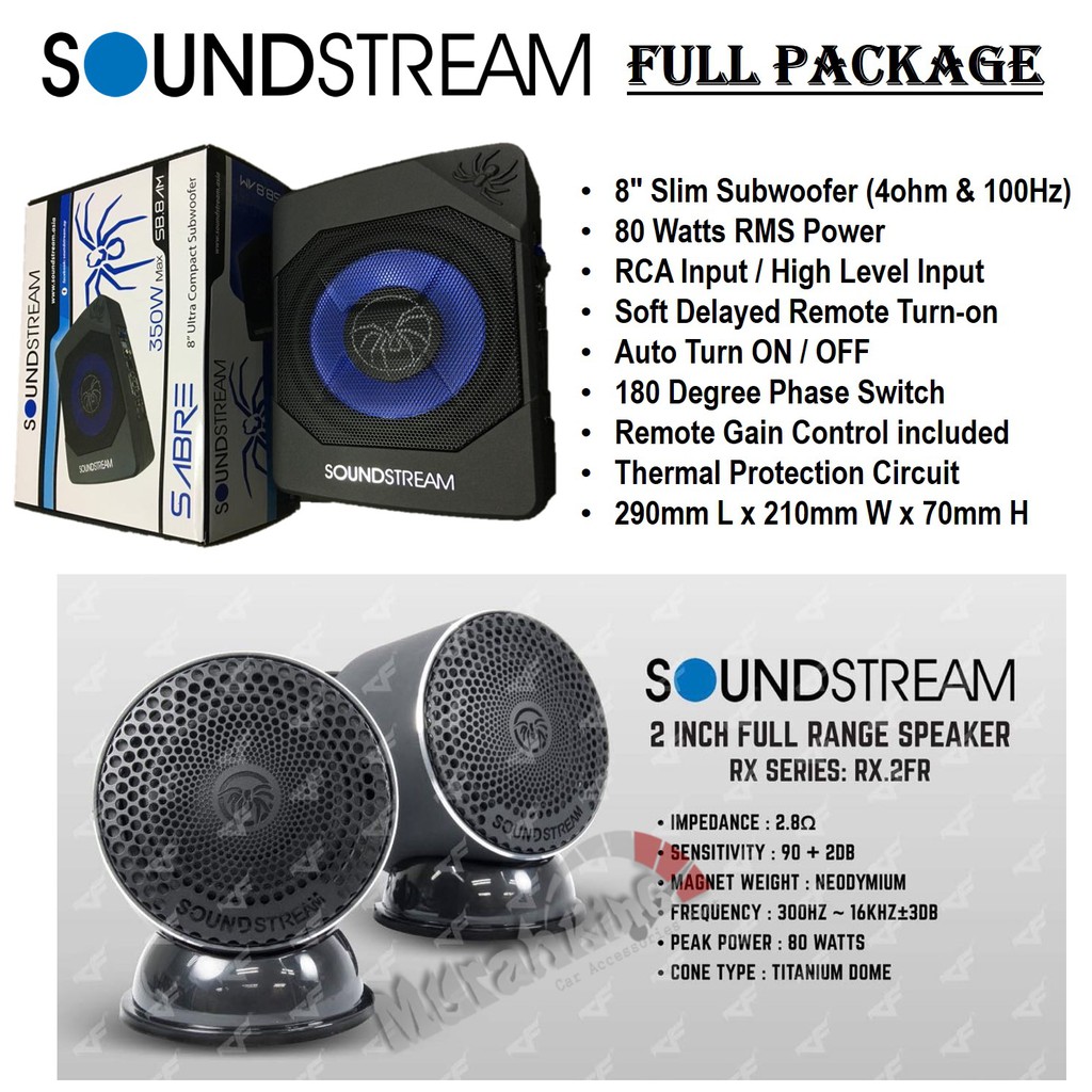 SoundStream SB.8AM (19cm) 350W Super Compact Active Underseat Subwoofer ...