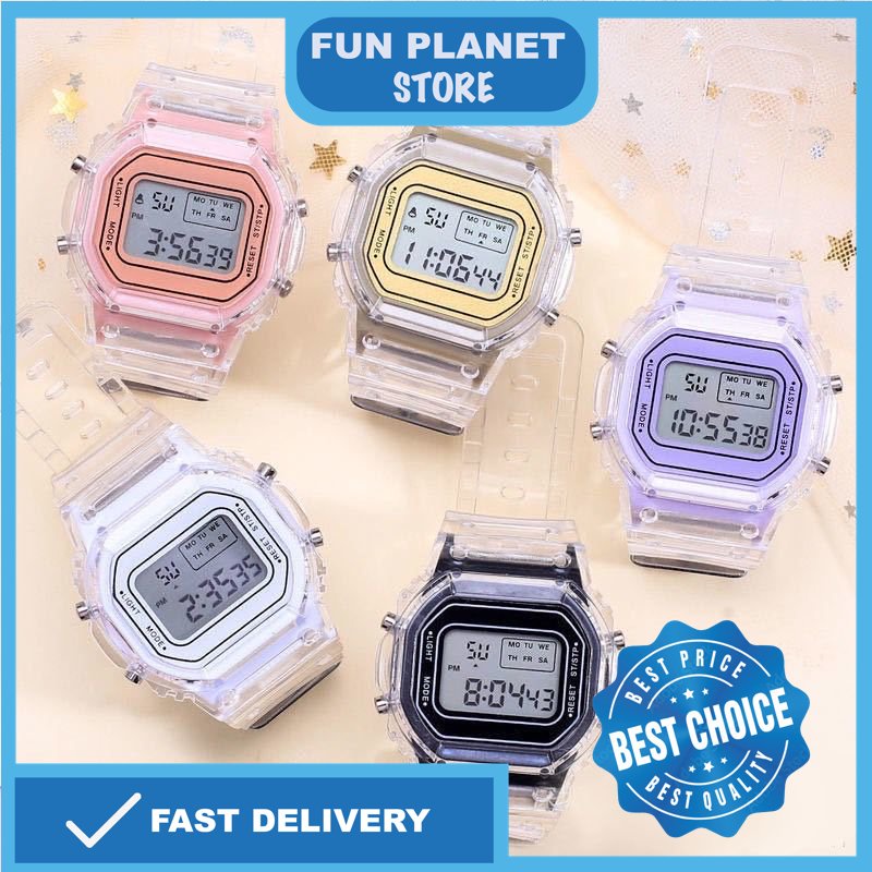 🔥Ready Stock🔥 Ins Style Digital Watch Unisex Transparent Sport Watch Digital LED Men/Women Jam ...