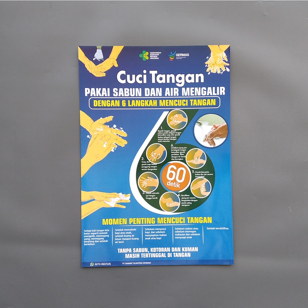 6 Step Hand Wash Poster - 6 step Poster Washing hands Using Soap with ...