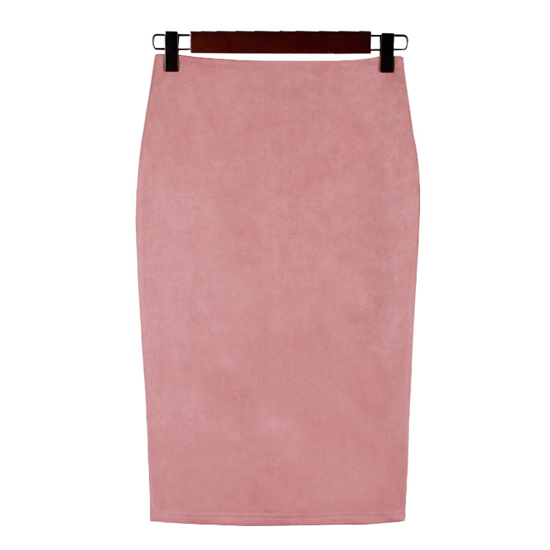Women Skirts Suede Solid Color Pencil Skirt Female Autumn Winter High