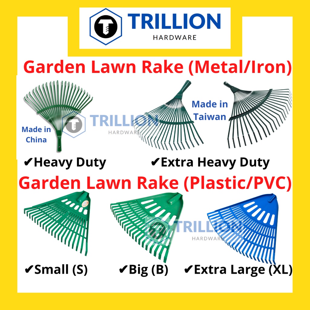 [Ready Stock] Garden Lawn Rake Metal Plastic PVC Pencakar Rumput Cakar ...