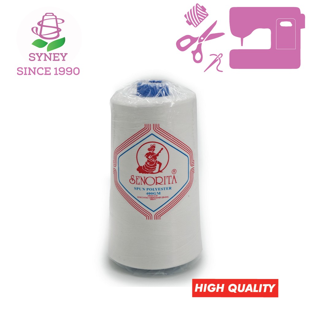 Benang Putih 400G Extra Large, Spun Polyster Thread (White) 400Gram ...