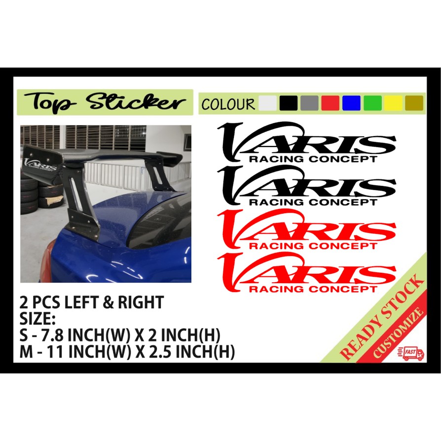2 PCS VARIS GT WING CAR STICKER MYVI AXIA ALZA BEZZA SAGA EXORA PERSONA ...