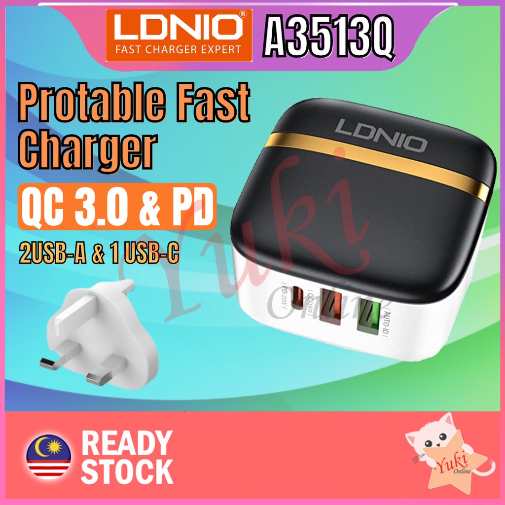 LDNIO Adapter A3513Q 32W PD + Quick Charge 3.0 Fast Charge Quick Charge ...