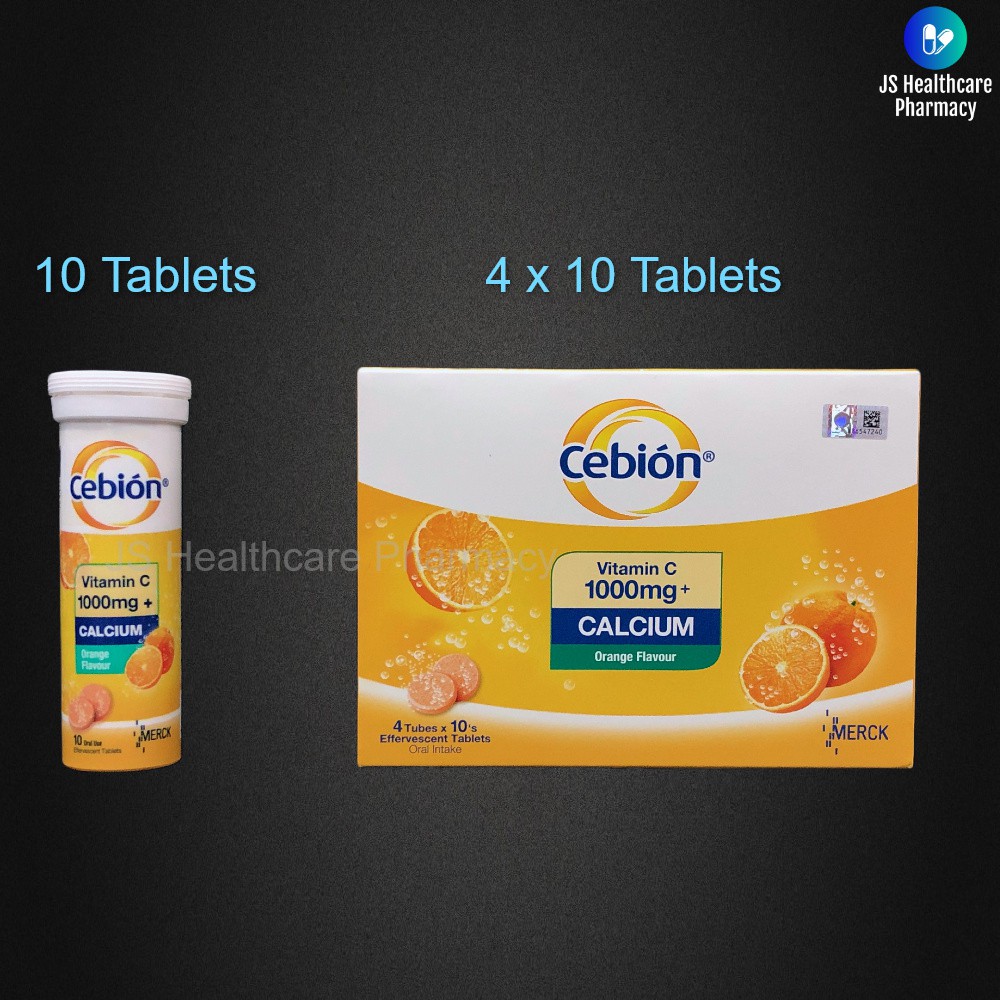 Cebion Vitamin C 1000mg + Calcium Effervescent (Orange Flavour) - (10 ...