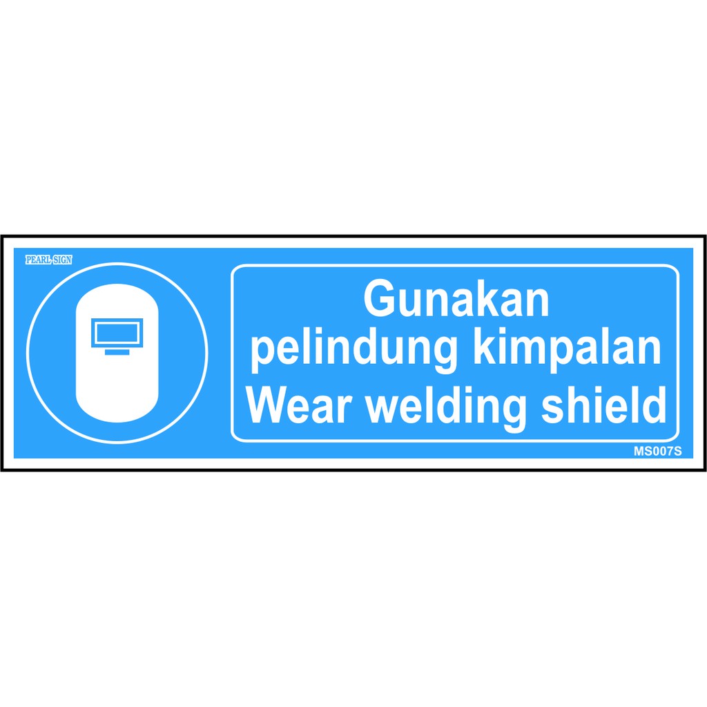 MANDATORY SAFETY SIGN "WEAR WELDING SHIELD" STICKER (100X300MM) 3PCS ...