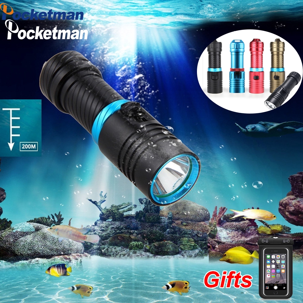 IPX8, 200m Diving Light, L2, Underwater Waterproof LED Flashlight ...