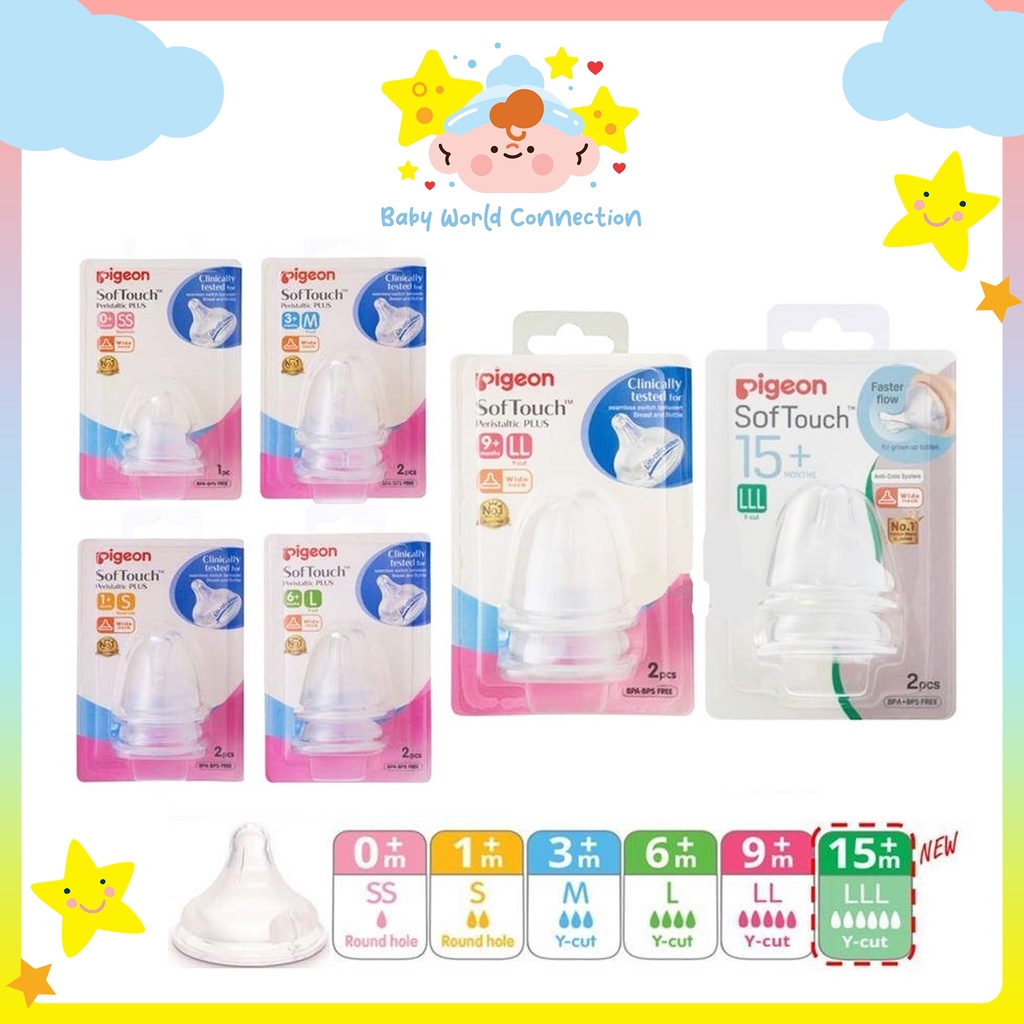 PIGEON SoftTouch Peristaltic PLUS Wide Neck /Puting PIGEON Saiz Lebar ...