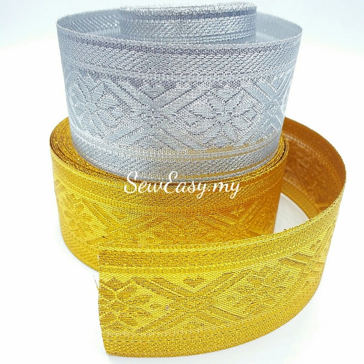 RB014115C 1.5inci Reben Songket Corak Pangkah Ribbon Songket (1 Meter ...