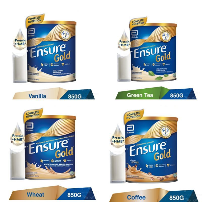 ABBOTT NEW ENSURE GOLD VANILA/WHEAT/GREEN TEA 800g X 2 Twin pack ...