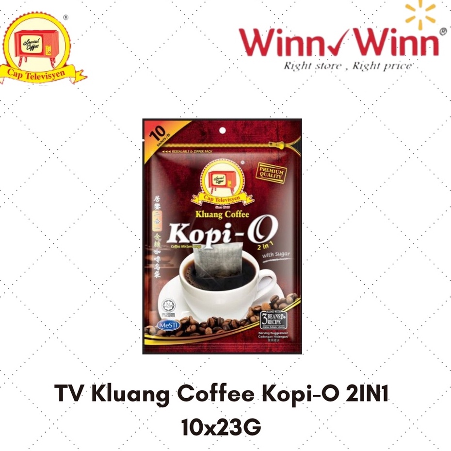 Kluang Coffee Cap Televisyen Kopi O 2in1 (23gX10sachets x 1 pack) | Shopee Malaysia