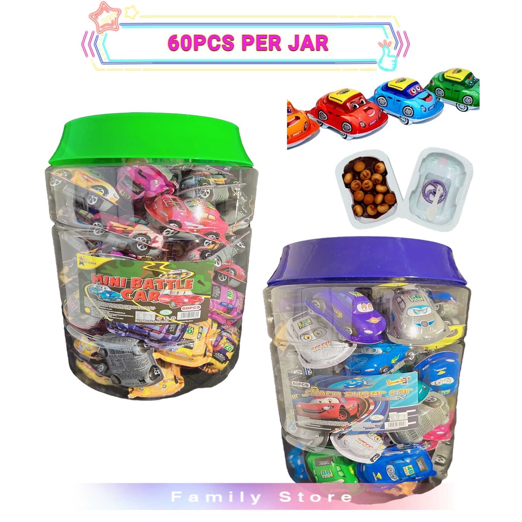 Surprise Egg 60pcs Per Jar (Choco Super Car/Mini Battle Car/Bus Toy ...