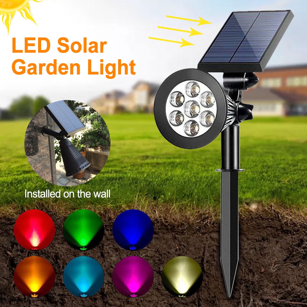 【READY STOCK】 led solar spotlight lawn lamp outdoor IP65 waterproof RGB ...