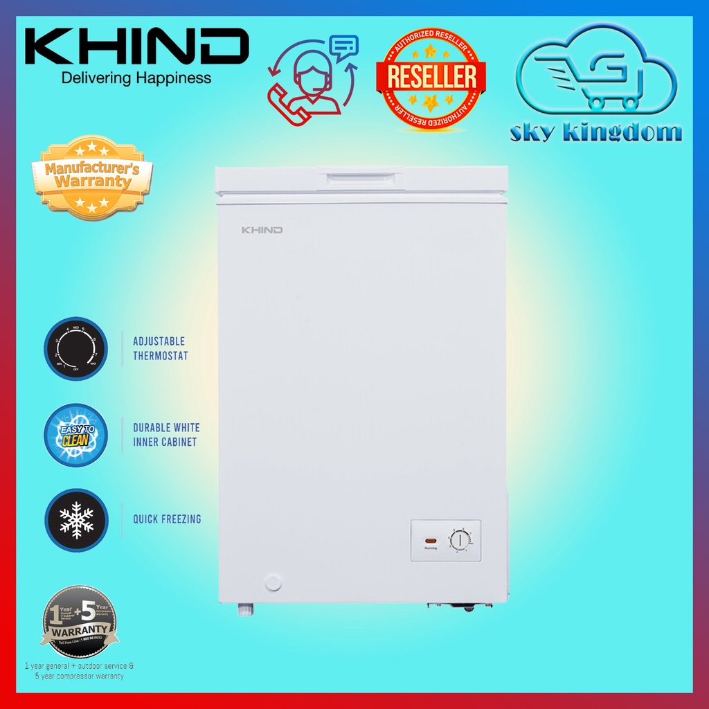 KHIND FZ100 100L Chest Freezer ( White ) | Shopee Malaysia