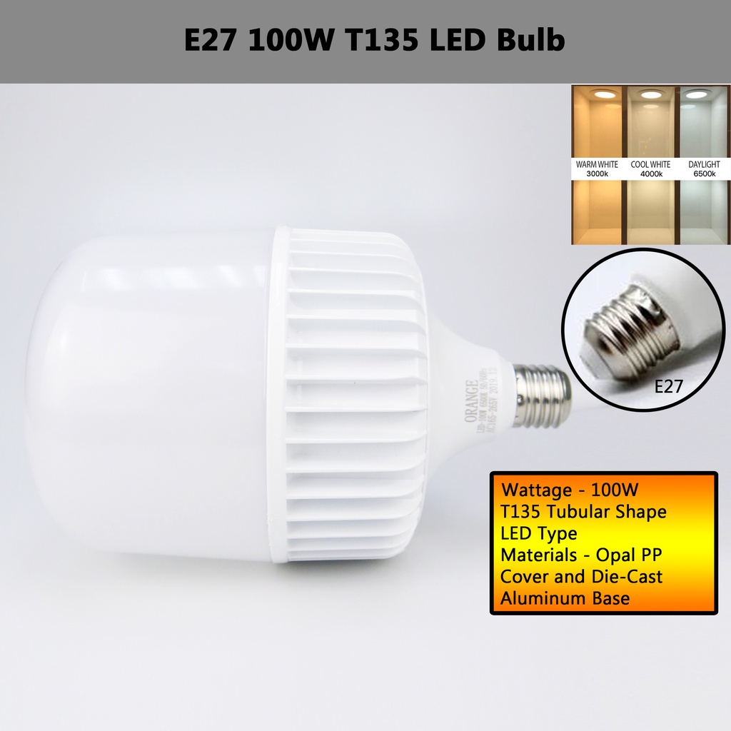 3H E27 G100/T100/T120/T130/T135 [18W/28W/36W/50W/100W] SMD LED Tubular ...