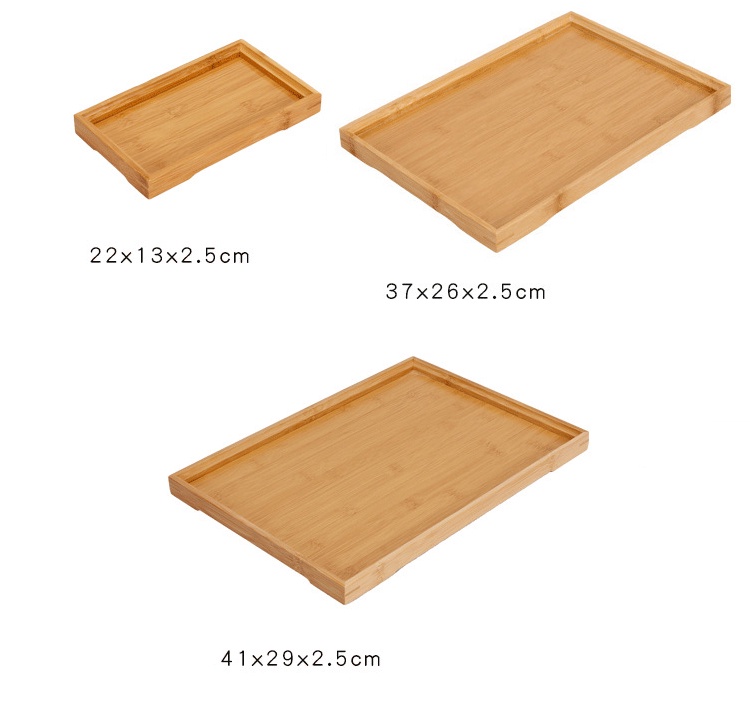 ODOSO KD10 Tray Rectangular Bamboo Handmade Serving Tray Home Decorative Tray Food Tray Coffee ...