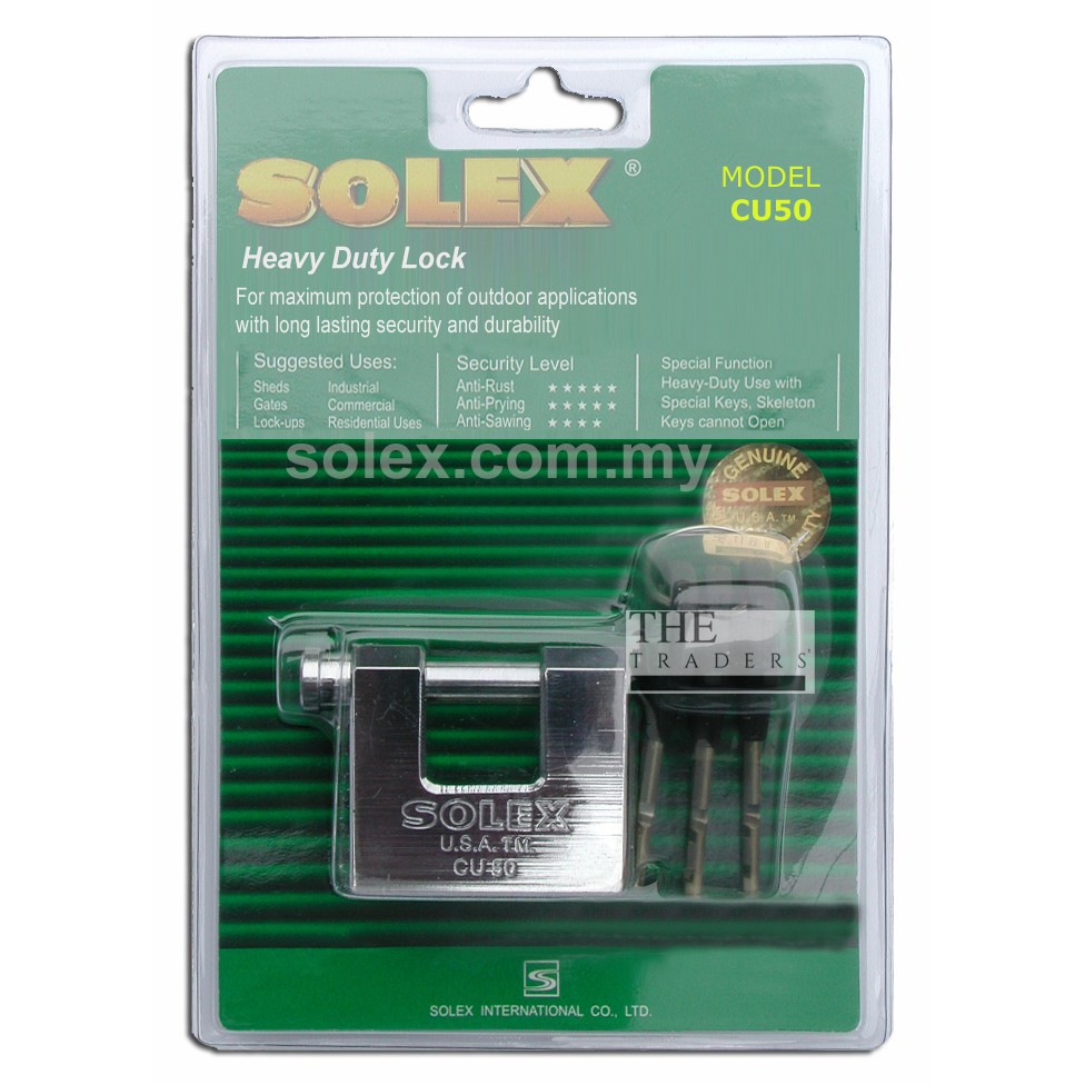 [100% ORIGINAL] SOLEX PREMIUM CU40 CU50 CU60 SHUTTER ANTI-CUT PADLOCK ...