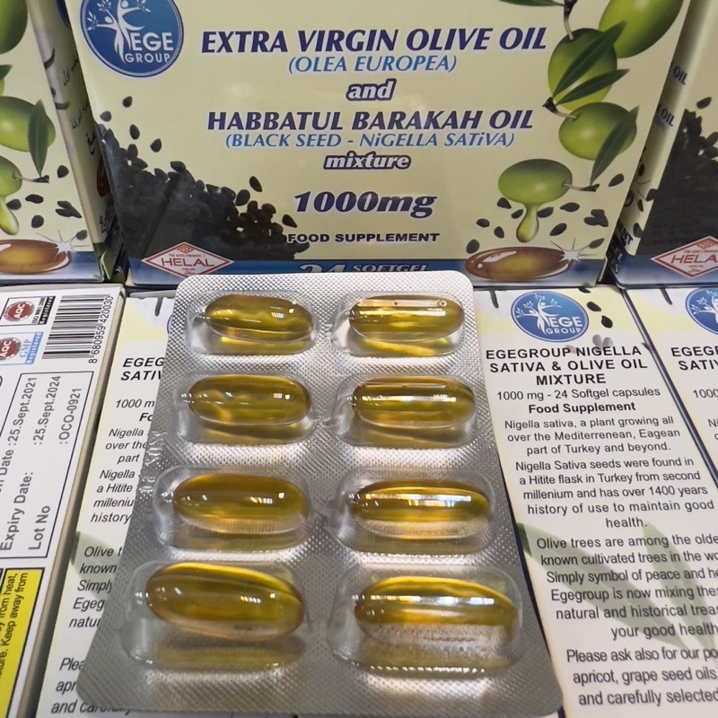 ORIGINAL EXTRA VIRGIN OLIVE OIL & BLACKSEED MIXTURE CAPSULE OIL (24 ...