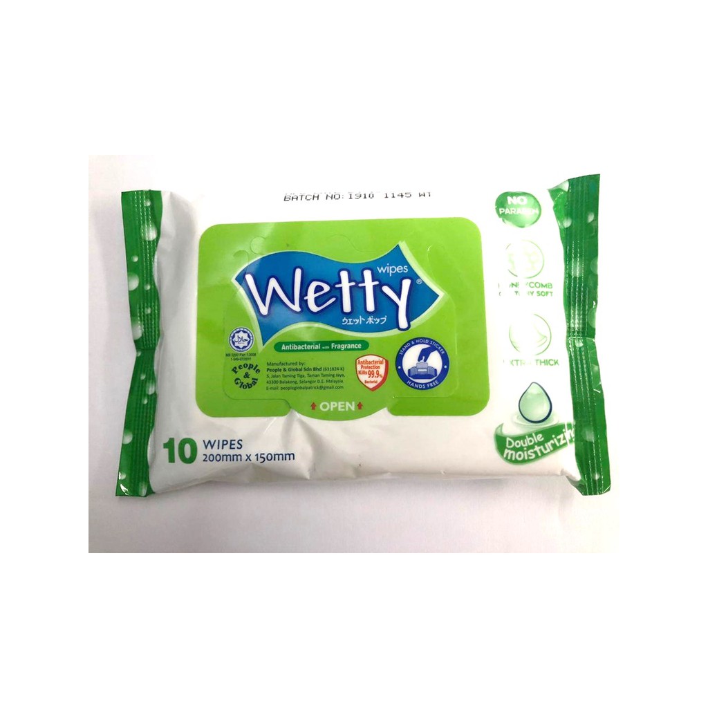 Wetty Antibacterial Wet Wipes 10's x 10 pack | Shopee Malaysia