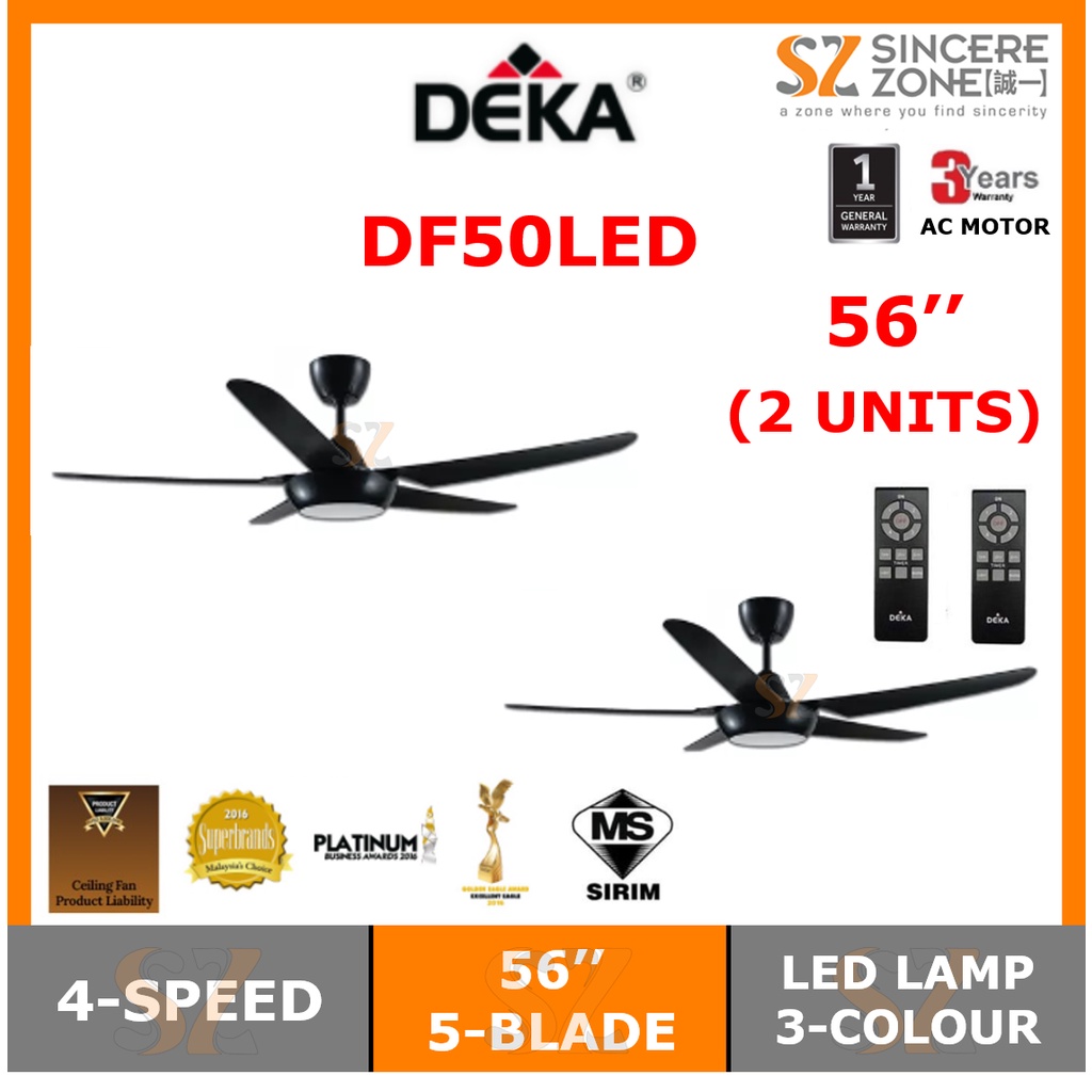 (NEW 2021) DEKA DF50LED 56 INCH / 5-BLADE / 4-SPEEDS CEILING FAN WITH ...