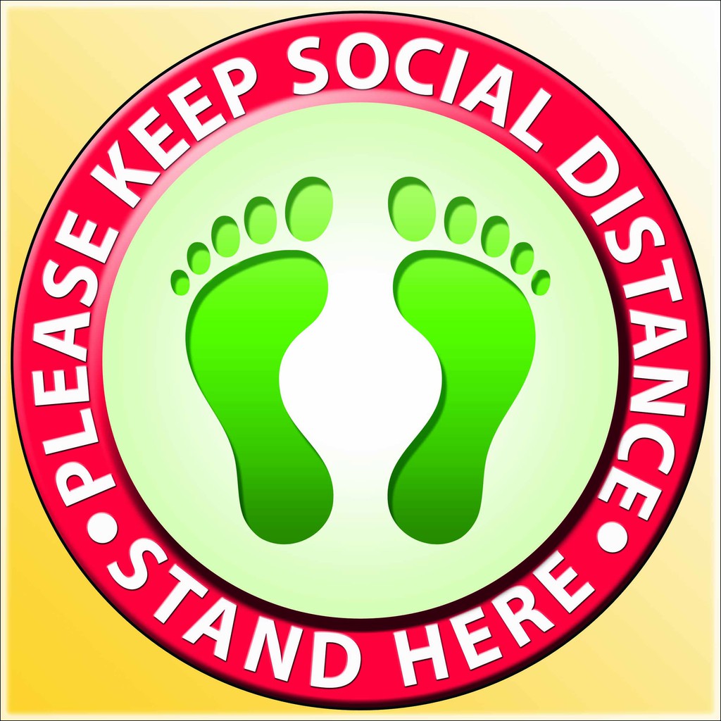 KEEP SOCIAL DISTANCE FLOOR STICKER, STAND HERE STICKER, STICKER JARAK ...