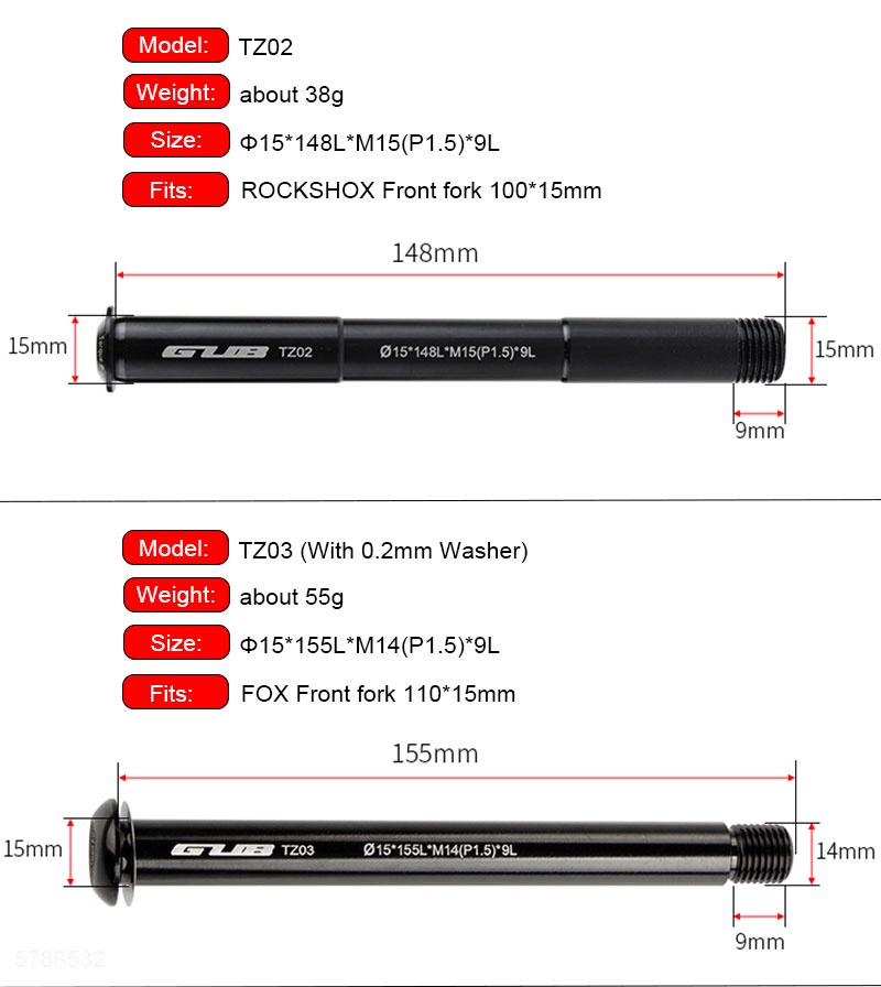 GUB MTB Bike Thru Axle Rod Front Rear Road Bicycle Shaft Skewers For ...