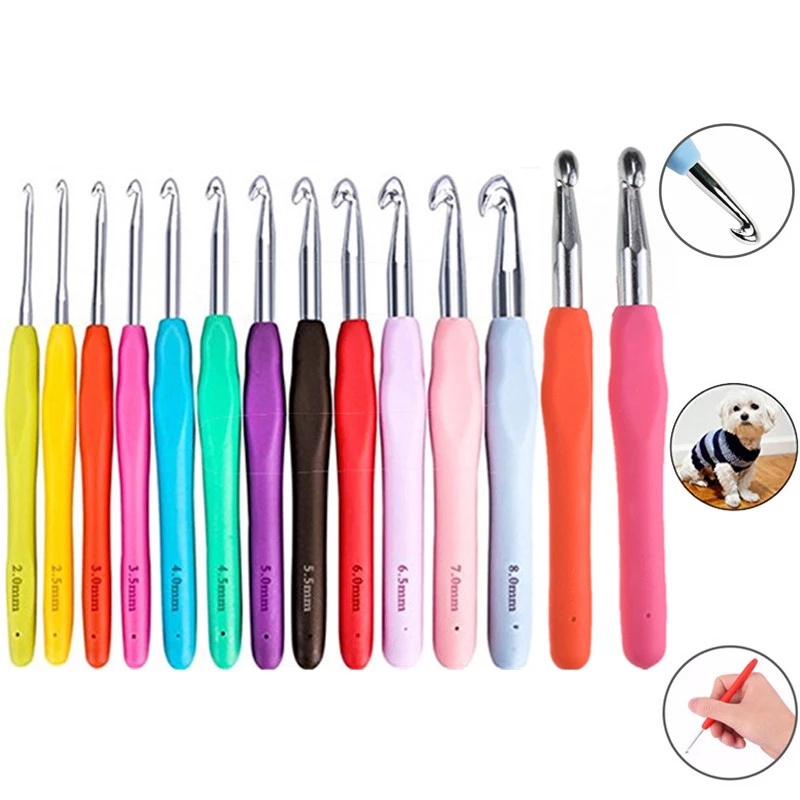 【Ready stock】1pcs Crochet Hook Mix Size 1.0mm to 8.0mm Soft Handle ...