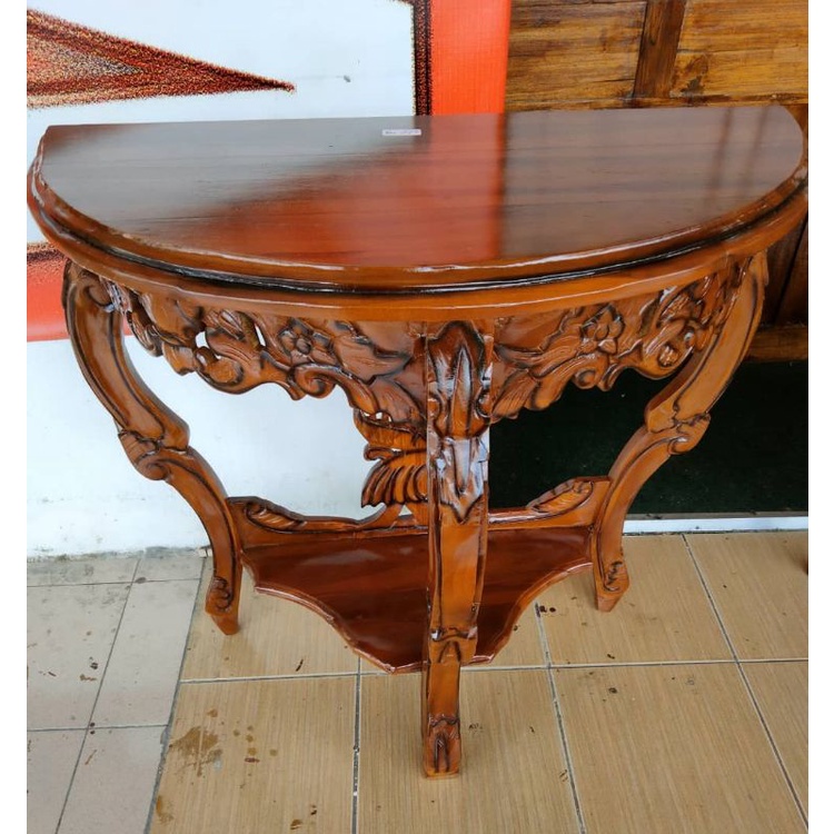 🔥Meja Jati Half Moon Cantik‼️💯% Kayu Jati asli Jepara🔥 | Shopee Malaysia