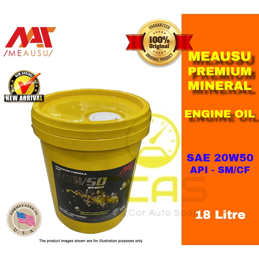 Meausu Mineral Engine Oil 18L SAE 20W50 20W-50 API SM/CF High Performance Advance Formula in USA ...